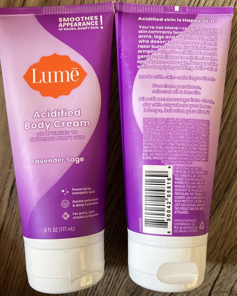 2X Lume Acified Body Creme Smooth Bumpy Skin 6 Oz Each Lavender Sage ...