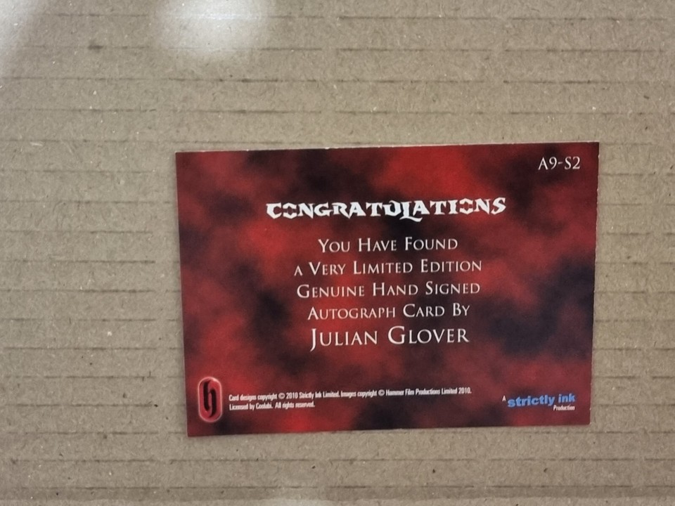 HAMMER HORROR SERIES 2 TRADING AUTOGRAPH CARD A9-S2 JULIAN GLOVER ...