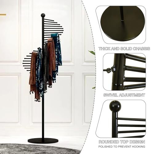 Freestanding Spiral Scarf Holder Metal Display Rack Floor Stand, 30 ...
