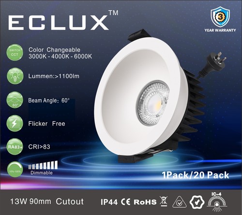 1pcs 13w Led Downlights 90mm Cutout cct Tri Colour Warm/day/cool White ...