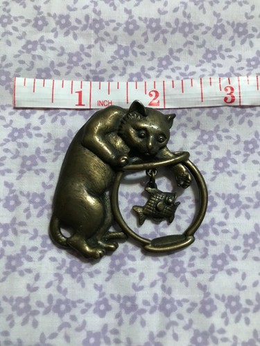 JJ Jonettte Cat and Fish in Bowl brooch/pin | eBay
