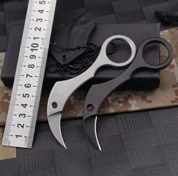 Tactical Karambit Fixed Blade Knife Full Tang D2 Blade Hunting Survival ...