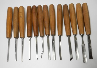 13 VINTAGE HENCKLES GERMANY WOOD CARVING GOUGES CHISELS | eBay
