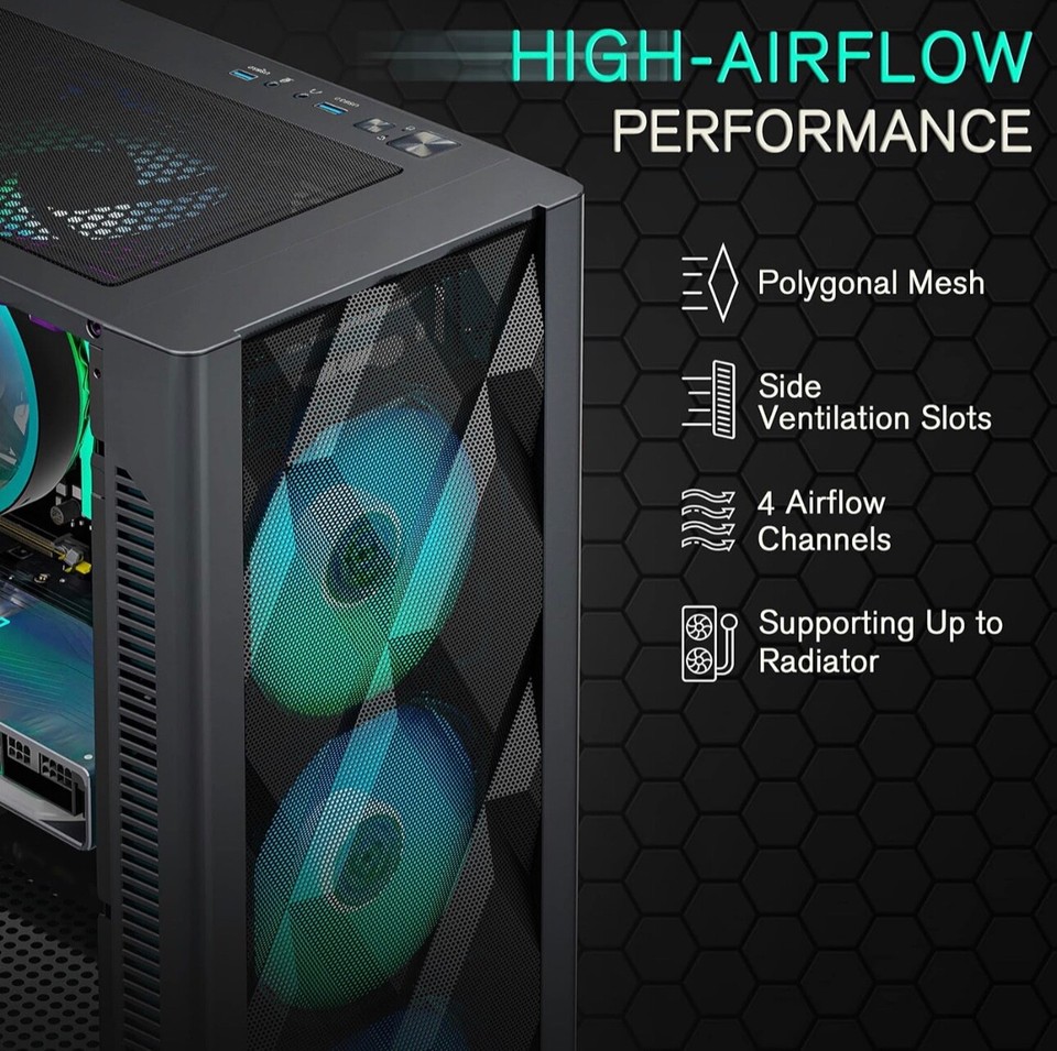 HellFire Gaming computer, mid tower, high build 16gb Ram, 16gb Graphics ...