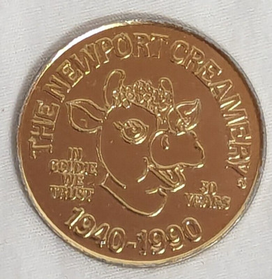 NEWPORT CREAMERY Kids Cow Coin Celebrating 50 Years 1940 - 1990 token ...