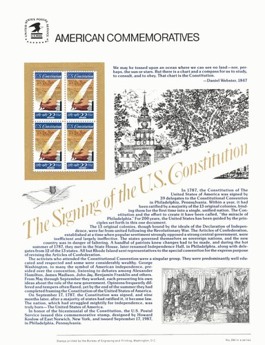 # 294 22c Signing the US Constitution #2360 1987 USPS COMMEMORATIVE ...