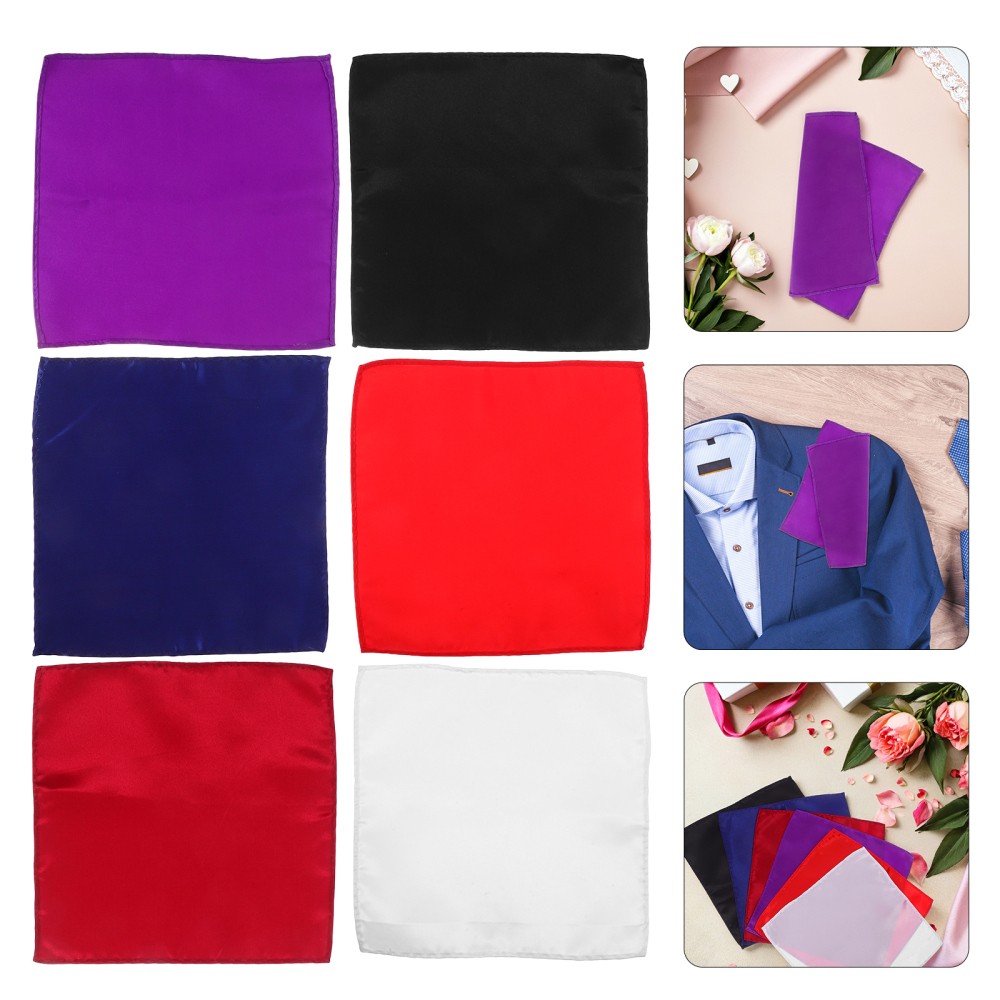 6 Pcs Silk Handkerchief Suit Accessories Men Pocket Square Hankerchief ...