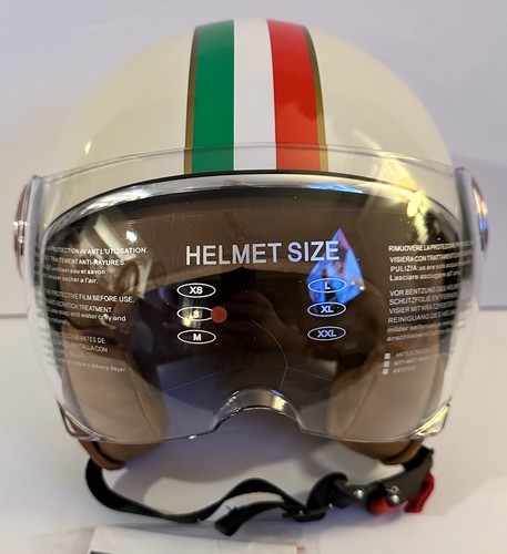 NEW COMRIDER Open Face Motorcycle Helmet DOT Certified w/ Visor Italian ...