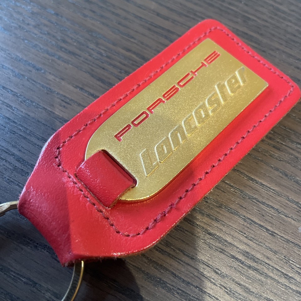 Vintage Retro 80s 90s PORSCHE Lancaster Gold Leather Key Ring/Fob ...