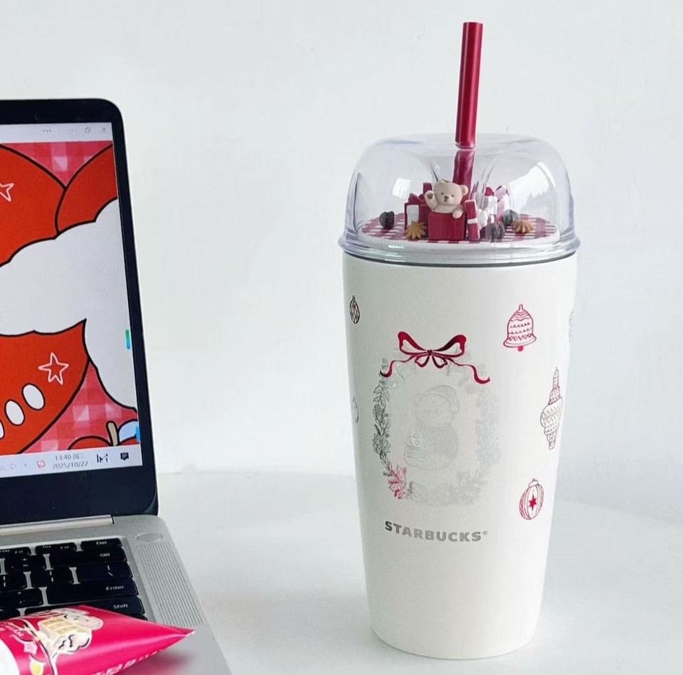 Starbucks 2025 China Christmas Gift Cute Bear 19oz SS Straw Tumbler | eBay