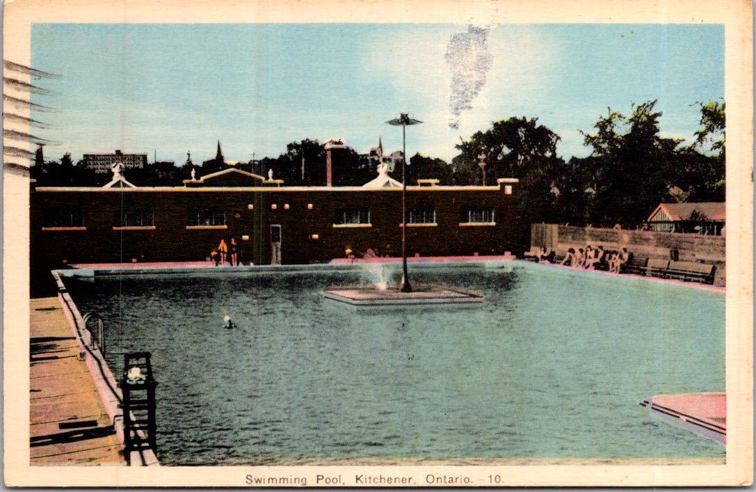CANADIAN WBPC POSTCARD 1940 SWIMMING POOL KITCHENER ONTARIO REF:LOTS ...