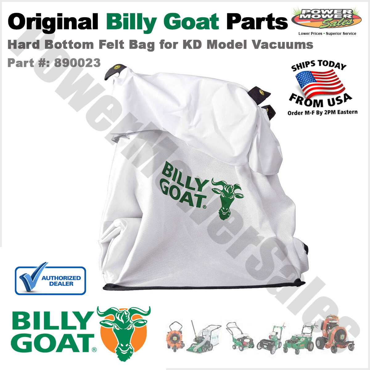 890023 Billy Goat Hard Bottom Felt Bag for KD Model Vacuums / 890022 ...