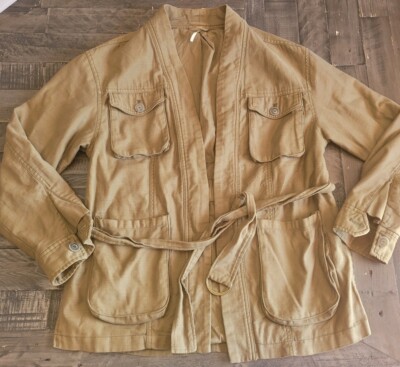 Free People In Our Nature Jacket Long Sleeve Open Front Jacket Tan Size ...