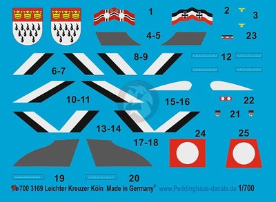 Peddinghaus 1/700 Koln German Kriegsmarine Light Cruiser WWII Markings ...