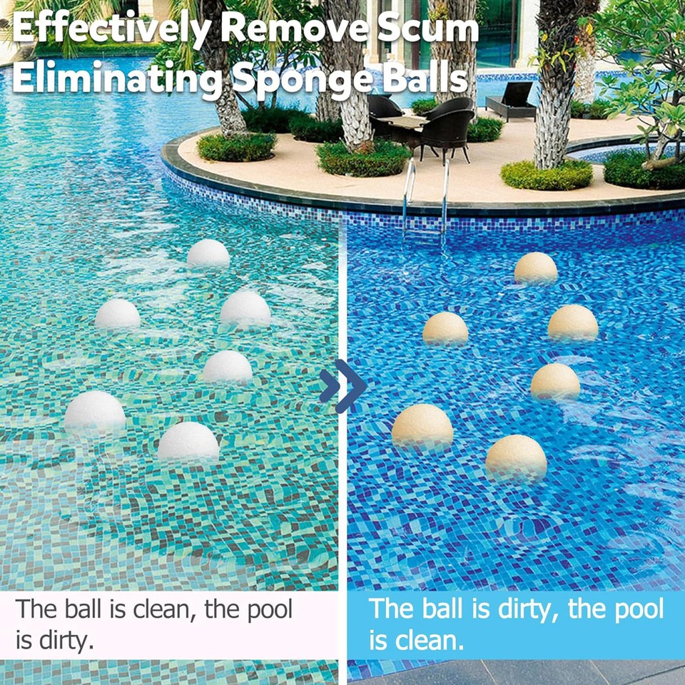 Pool Surface Cleaner Sponge Ball Spa Scum Eliminating Balls for Hot Tub ...