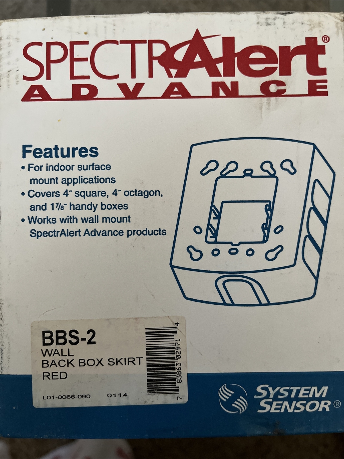 System Sensor BBS-2 Fire Alarm Wall Back Box Skirt Red NIB | eBay