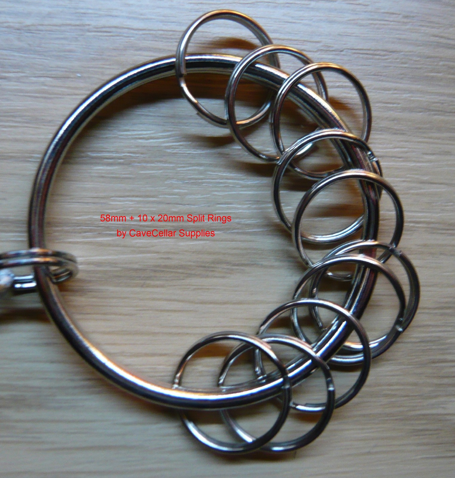 58mm LARGE STRONG JAILERS KEY RING CHAIN 310mm lg WITH SPLIT RINGS ...