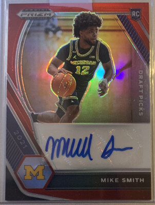 Mike Smith Michigan Basketball Panini Red Prizm Autograph Rookie Card ...