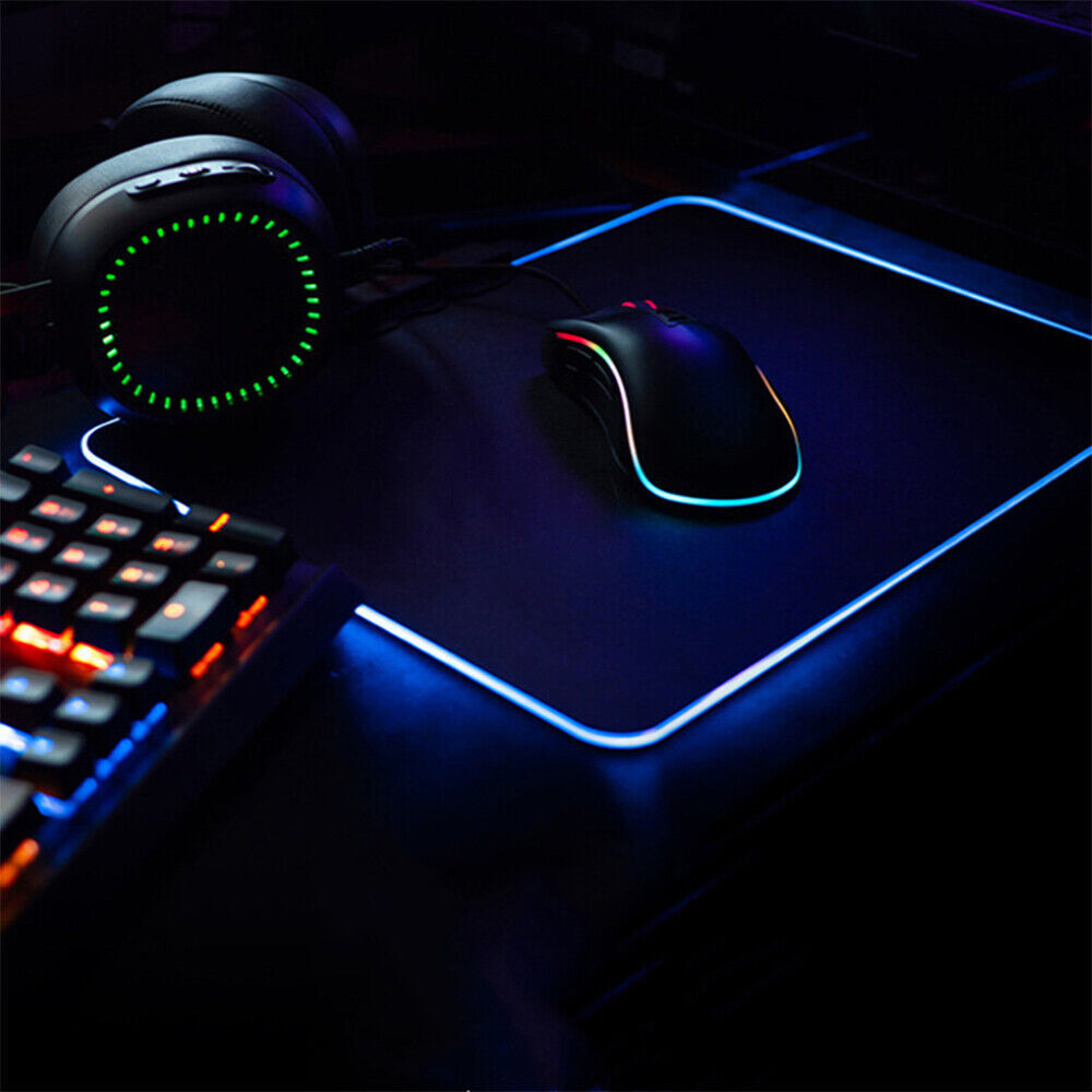 1Pc LED Gaming Mouse Pad Large RGB Extended Mousepad Keyboard Desk Anti ...