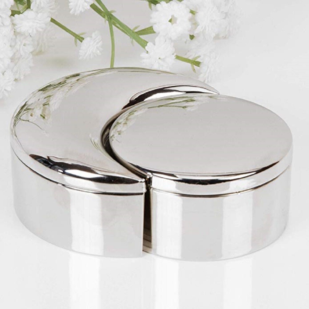 Bambino Moon and Round Interlocking White Bronze Trinket Boxes | eBay