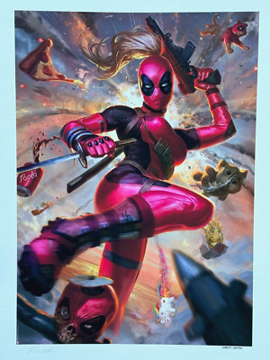 MARVEL LADY DEADPOOL SIDESHOW LITHOGRAPH POSTER SIGNED LIMITED EDITION ...