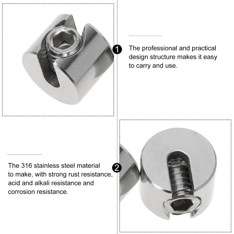 2 Pcs Stainless Steel Cable Clamps Wire Rope Stop for Cables Fixings ...