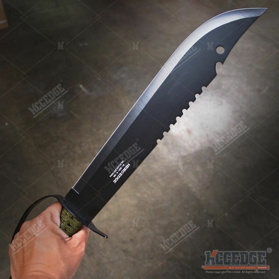 19.5" FULL TANG HUNTERS CHOPPING SWORD Sawback Fixed Blade Machete | eBay
