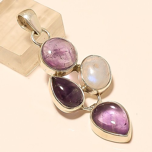 Natural Amethyst Moonstone Pendant 925 Sterling Silver Anniversary ...