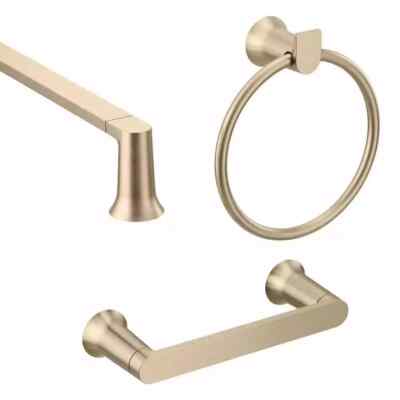 MOEN Genta Bath Hardware Set w/Towel Bar Paper Holder Towel Ring ...