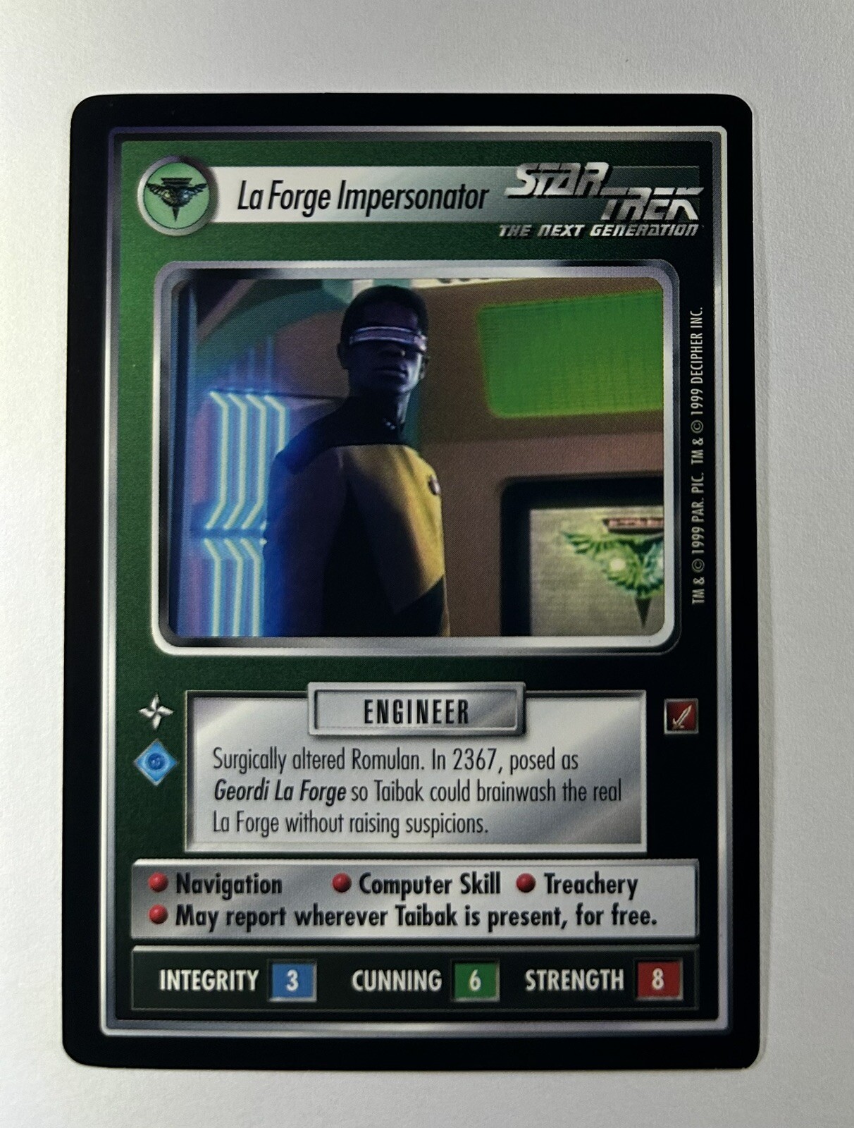 STAR TREK CCG BLAZE OF GLORY RARE CARD LAFORGE IMPERSONATOR BOG STCCG ...