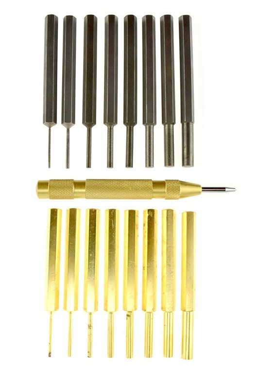 SE 18pc Drive Pin Punch Set including Brass, Steel Punches & 1 Auto ...