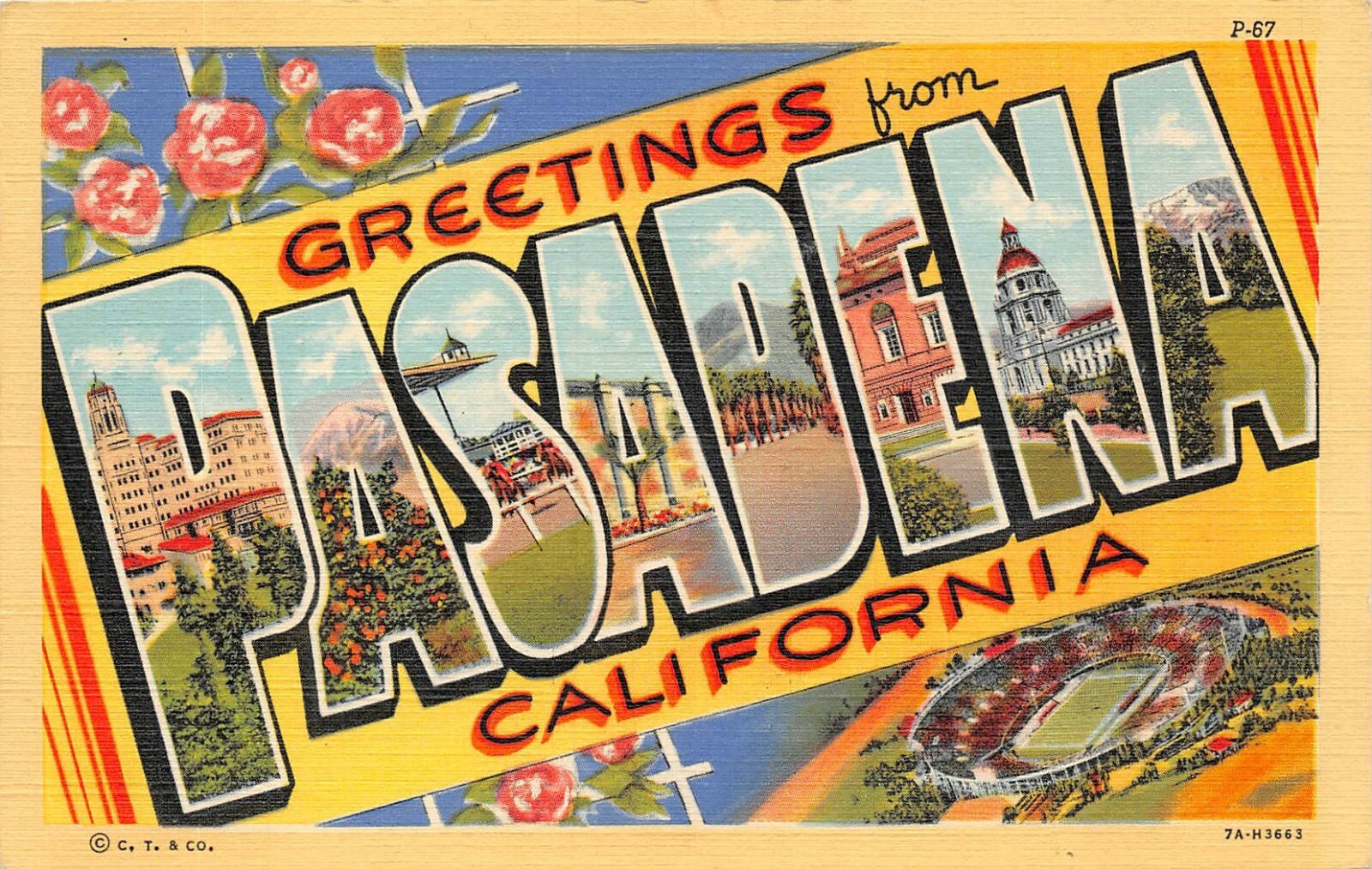 # A2739 PASADENA, CA. LARGE LETTER LINEN POSTCARD, | eBay