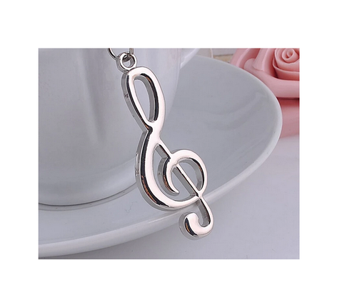 2" big TREBLE CLEF NOTE MUSIC Pendant 22" Sterling silver 925 Italy ...
