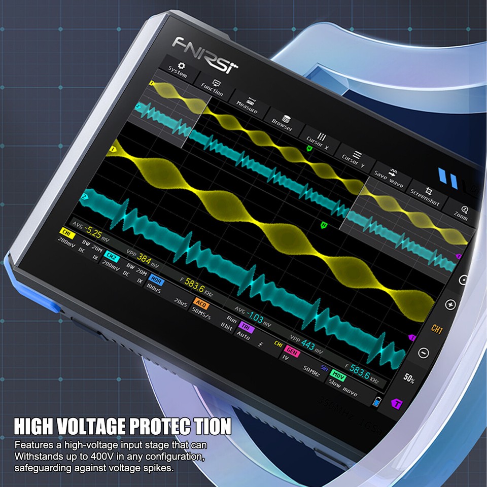 FNIRSI DPOS350P 4-in-1 350MHz Flat Panel Oscilloscope Signal Generator ...