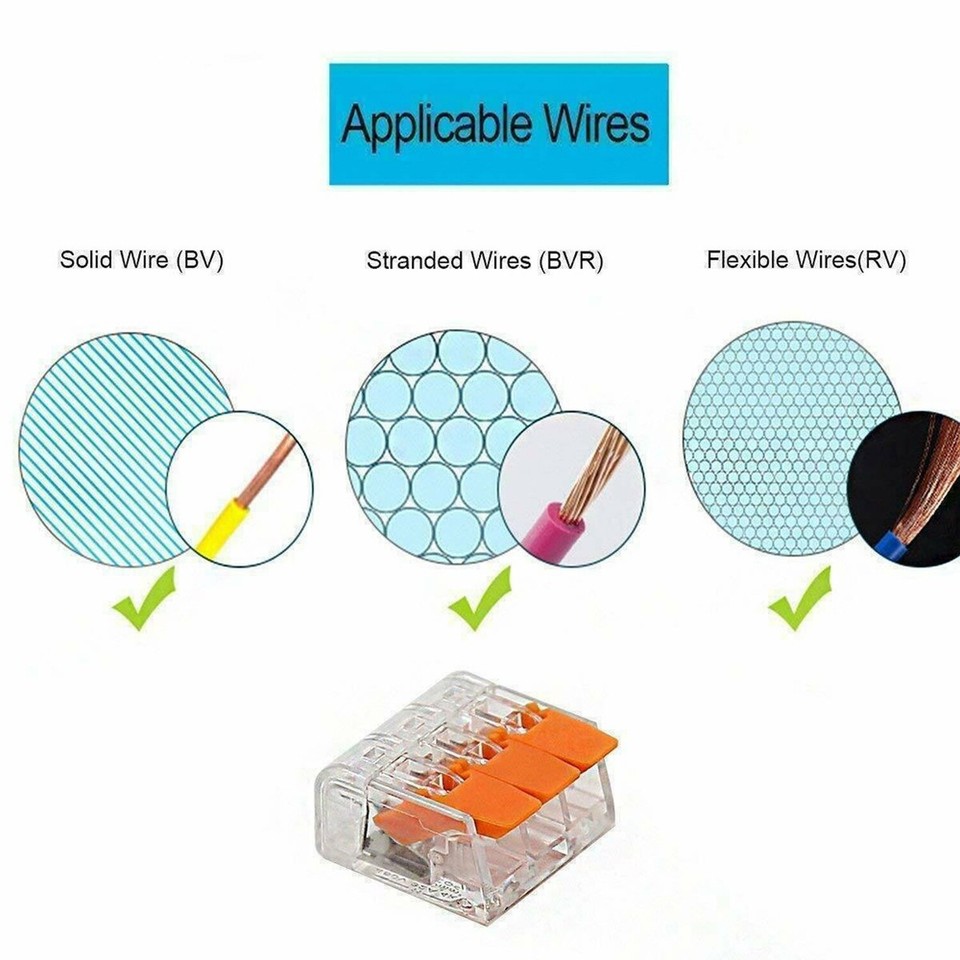 75Pcs 221-412 Lever Nut Compact Splicing Wire Connectors - 2/3/5 ...