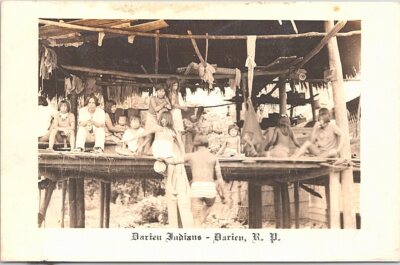 RPPC Darien Indians Republic of Panama Natives Sitting in Shelter 1940s ...