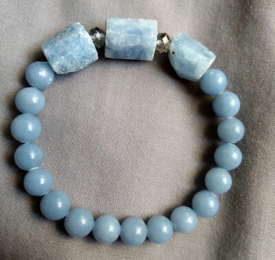 Celestite raw and Angelite bracelet crystal healing spiritual support ...