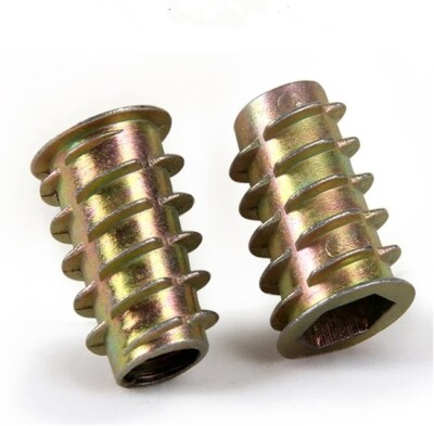 THREADED WOOD INSERT NUTS M4 M5 M6 M8 M10 HEX DRIVE SCREW FIXINGS TYPE ...