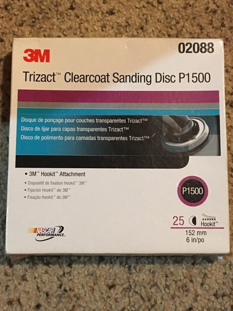 3M 2088 Trizact Hookit Clear Coat Sanding Disc 6 Inch P1500 Grit 02088 ...
