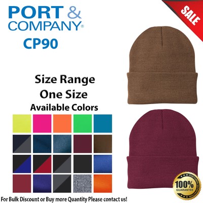 Port & Company CP90 Mens 3 Inch Folding Knit Beanie Cap CP90 | eBay
