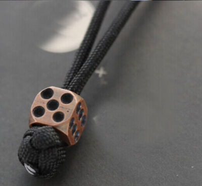 Copper Bead EDC Small Mahjong Dice Bead Knife Pendant Lanyard Rope Bead ...