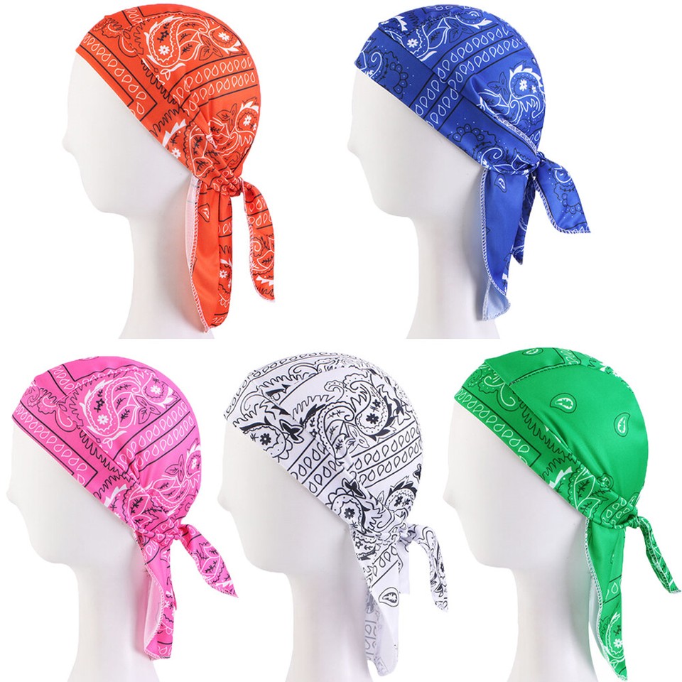 5pcs Men Durag Du Rag Head Wrap Skull Cap Bandana Headband Beanie Bike ...