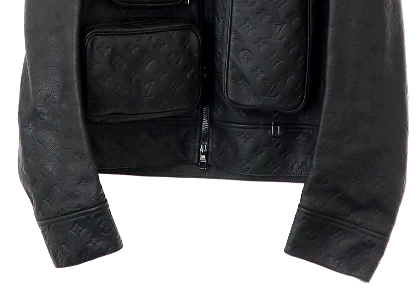 Louis Vuitton Monogram Embossed Utility Black Leather Jacket Men's Size ...