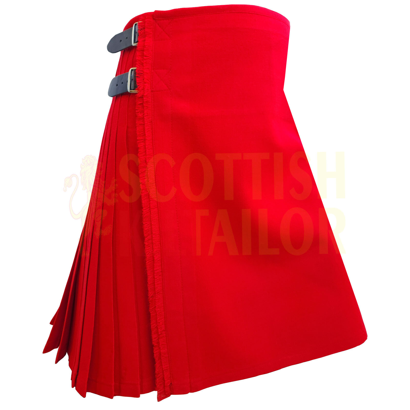 Scottish Traditional Handmade Solid Red Tartan Kilt For Men/Women ...