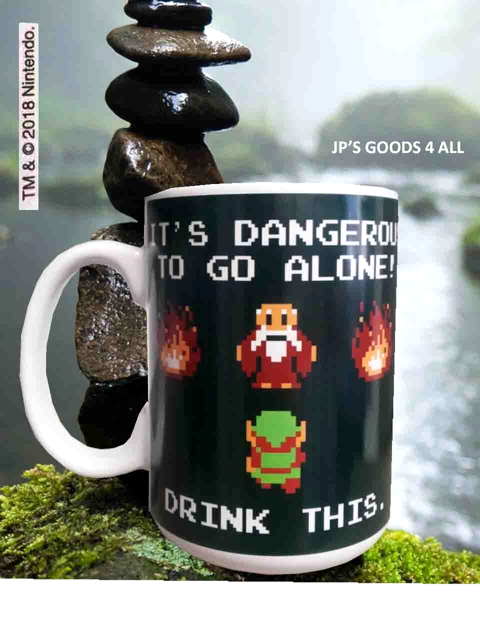 Legend Of Zelda Nintendo Coffee Mug 15 Oz It's Dangerous To Go Alone ...