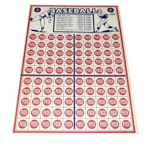 Antique VTG 1930s Baseball 1 Cent 100 Push Punch Out Board Game Rare ...
