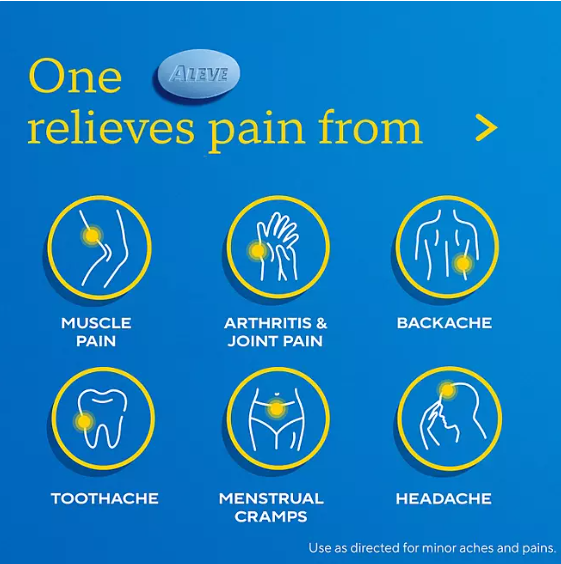 NEW Aleve Pain Reliever Caplets NSAID, 220 mg Naproxen Sodium, 640 ct ...