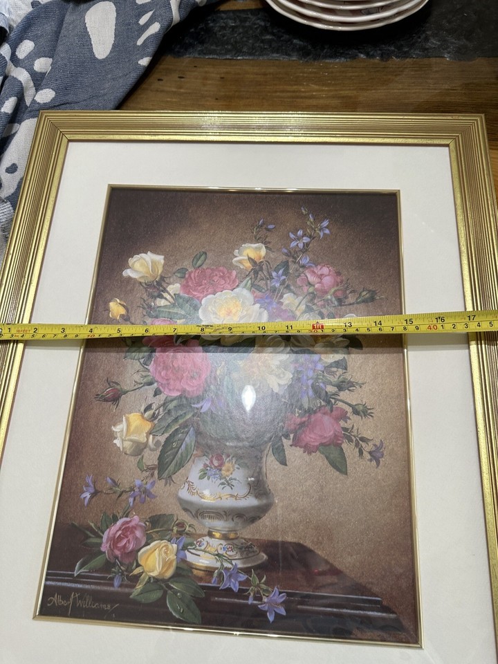 English Roses Print by Albert Williams (1922-2010) Gilded Frame 18 x23 ...