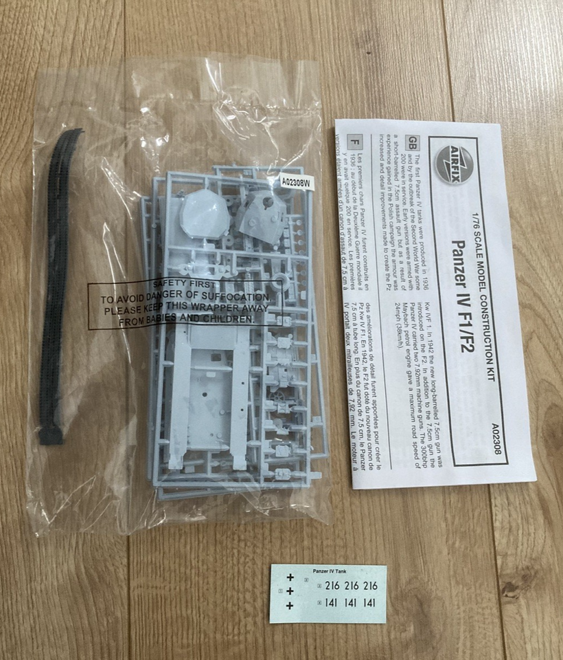 W282 Airfix Model Kit A02308 - Panzer IV F1/F2 - 1/76 - Pts Sealed ...