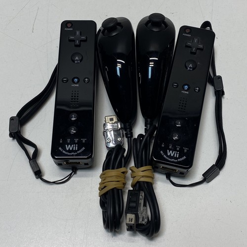Lot of 2 Nintendo Wii MotionPlus Remotes w/ 2 Nunchuck Controllers ...